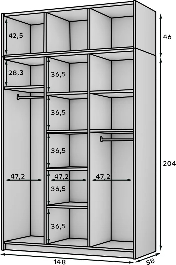 ADRK Furniture Alera III s nástavcem Výklopná skříň ADRK-W-ALER-150-AB