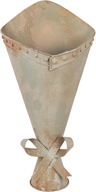 Zelený antik kovový nástěnný držák na květiny Charlotte - 31*23*32 cm