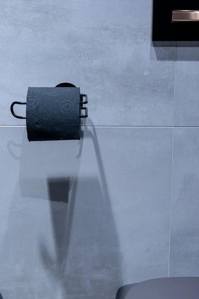 Olsen Spa Drátěný držák toaletního papíru na nalepení 3M, černá barva KD02091719