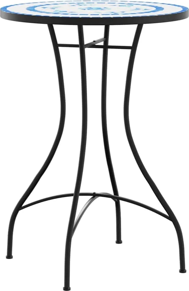 Mozaikový bistro set modrý a bílý železo a keramika 3216353