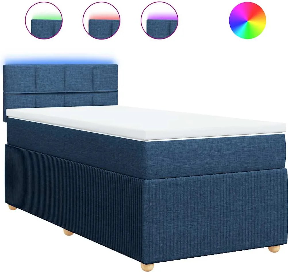 Box spring postel s matrací modrá 80x200 cm textil 3289589