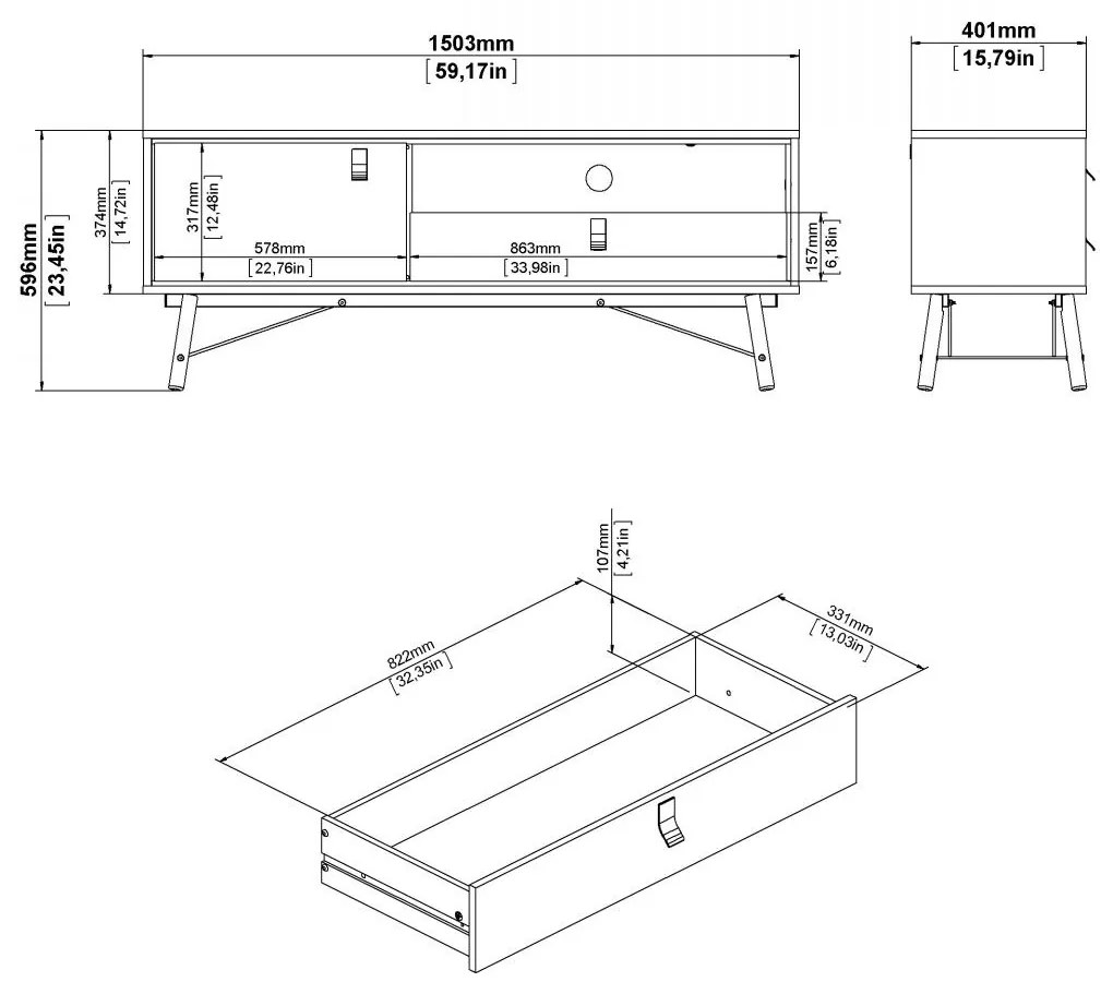Tvilum TV stolek Rain černý MAT/ořech