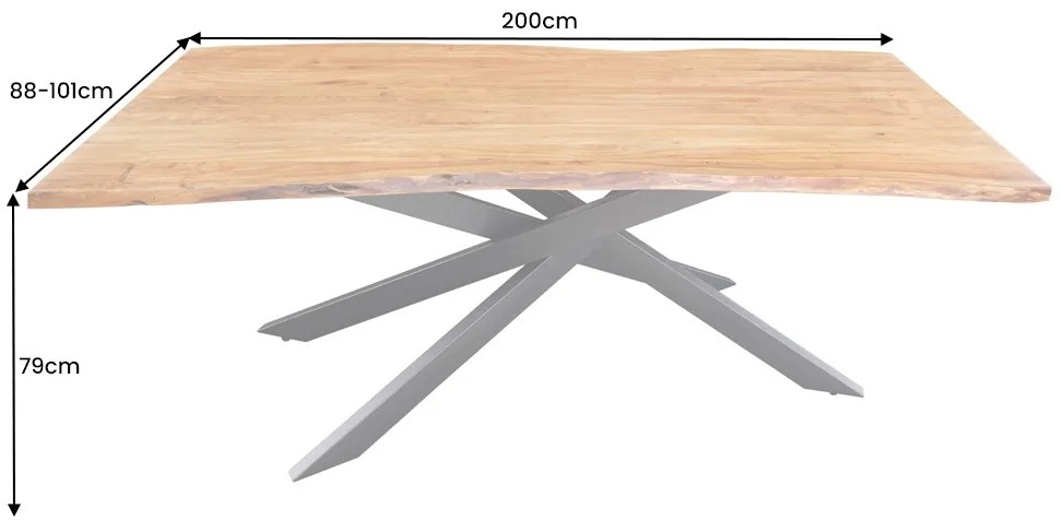Designový jídelní stůl Massive 200 cm akácie, deska 35mm