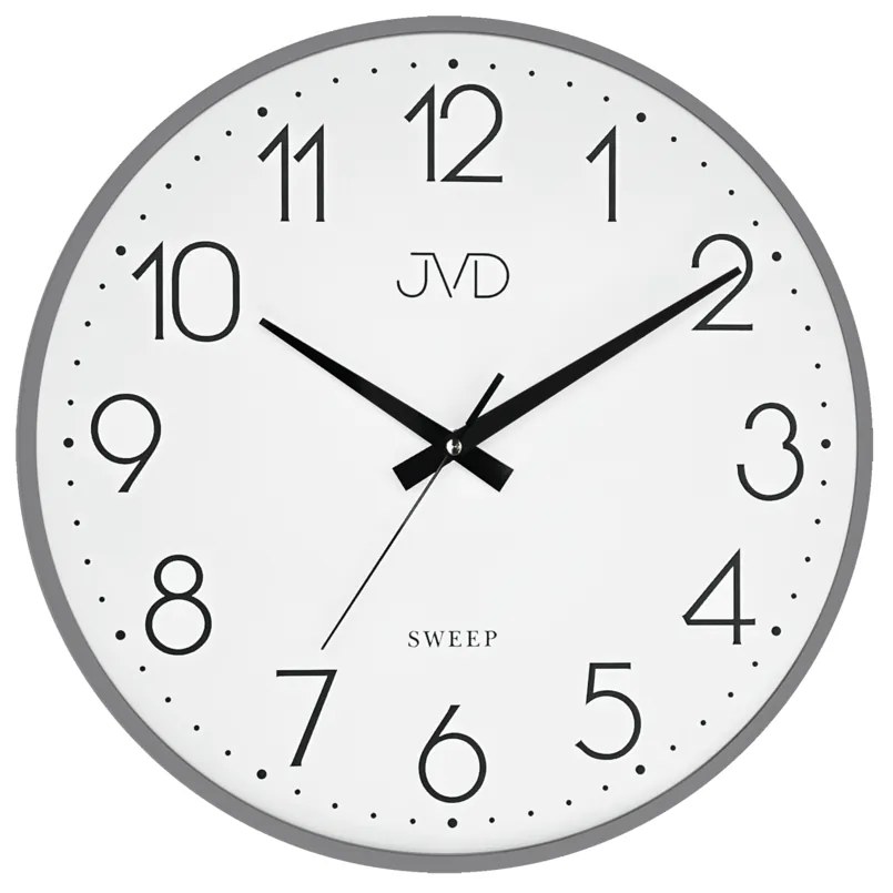 JVD Šedé nástěnné kovové netikající tiché nástěnné hodiny JVD HK4129.3