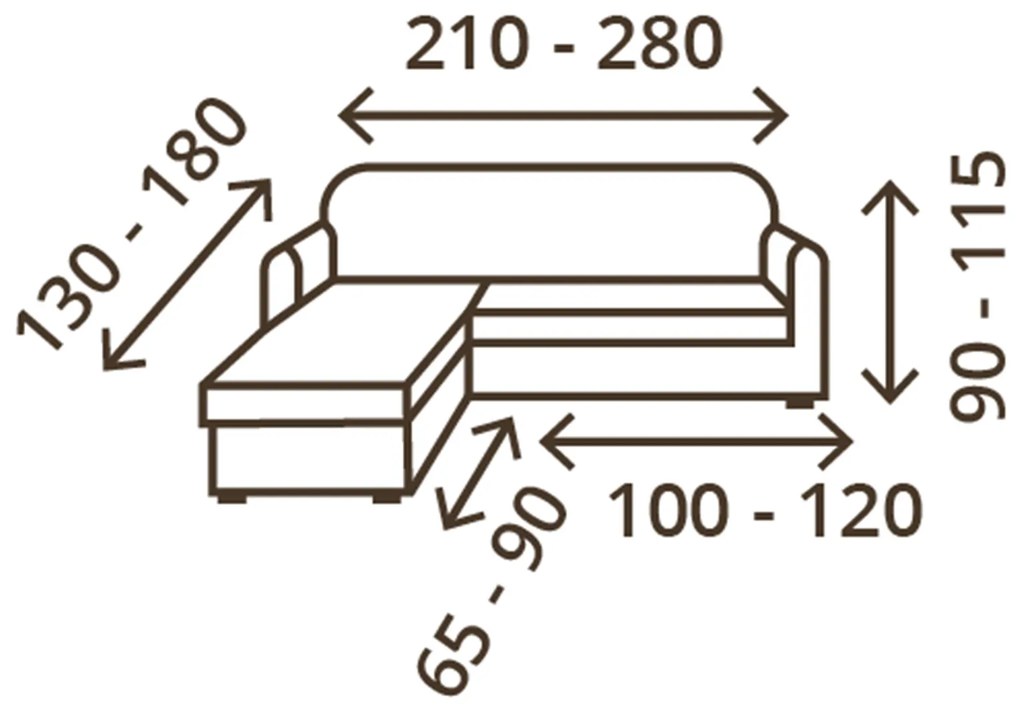 MK Lůžkoviny Napínací potah na sedačku s otomanem vlevo – William