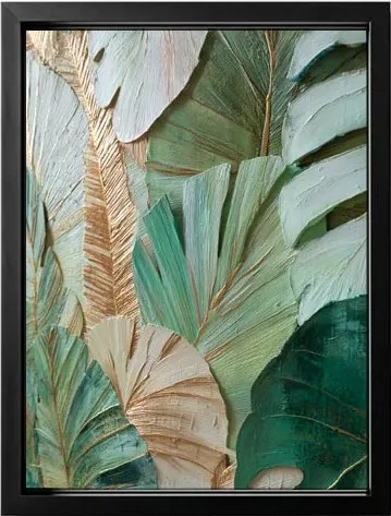 Tropická elegance - obraz - Listy v přírodním reliéfním stylu 66 - 70 x 100 cm - 1 149 Kč