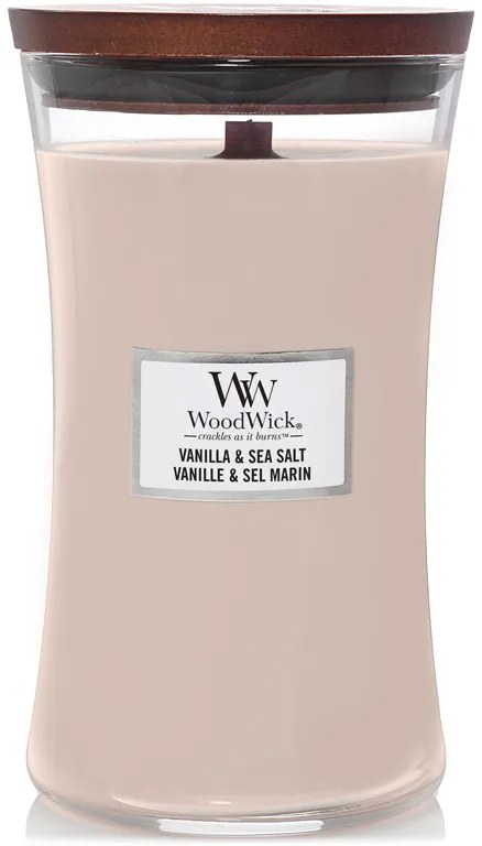 WoodWick – svíčka Vanilla & Sea Salt (Vanilka a mořská sůl) Velikost: velká 609 g