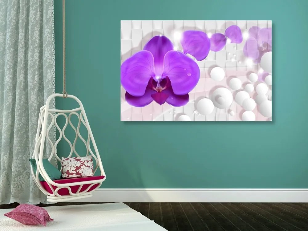 Obraz orchidej na abstraktním pozadí - 120x80 cm