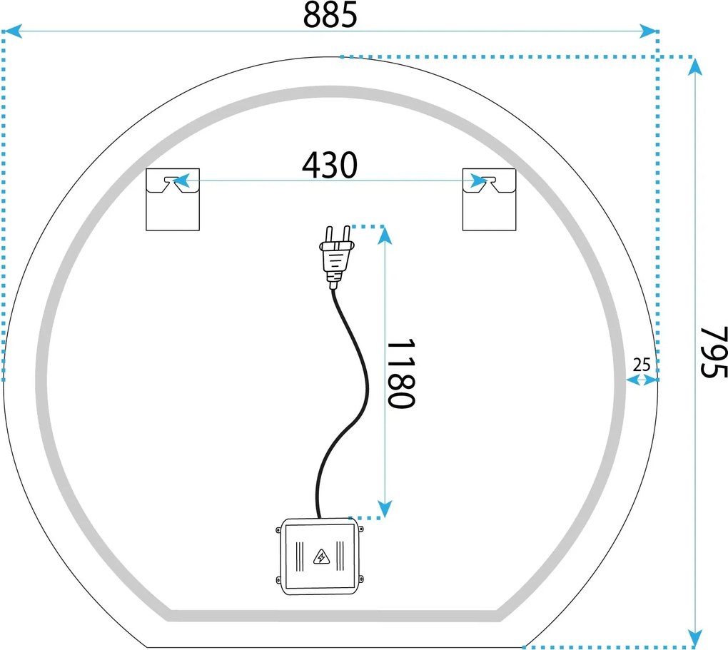 Rea Zrcadlo ⌀90 cm s vyhříváním a regulovatelným LED osvětlením HOM-00911