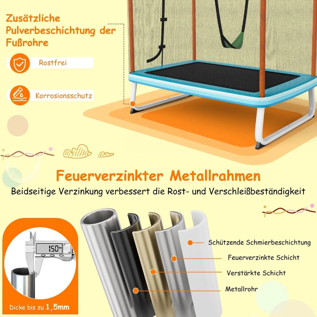 Costway Obdélníková trampolína 3-in-1 pro děti trampolína pro – pomerančový