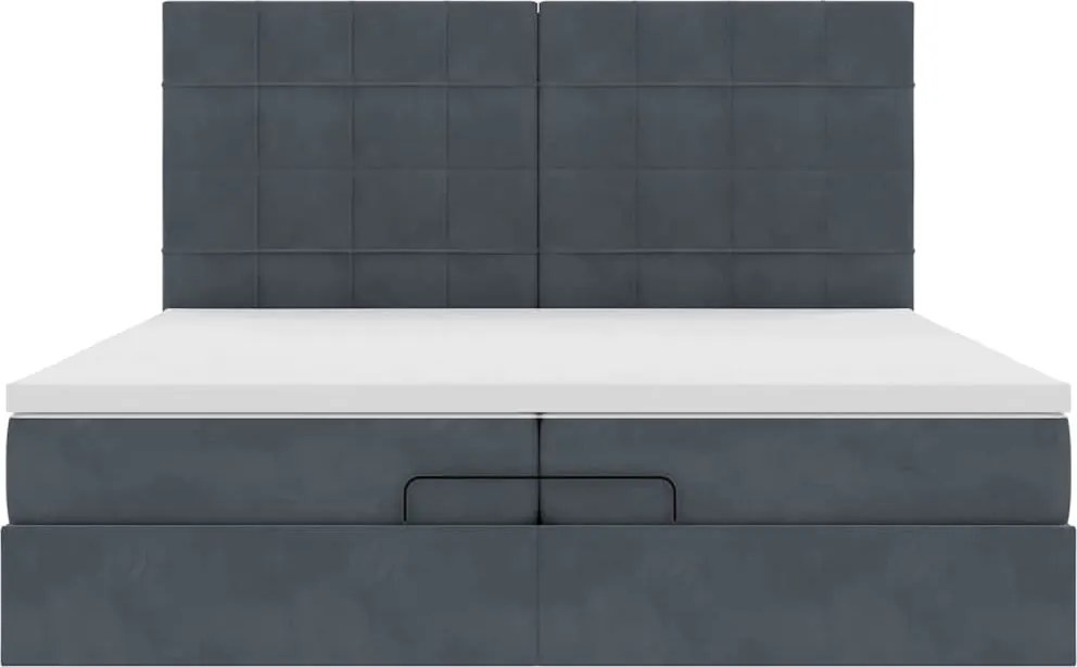Osmanský rám postele s matrací tmavě šedý 200x200cm samet 3313494