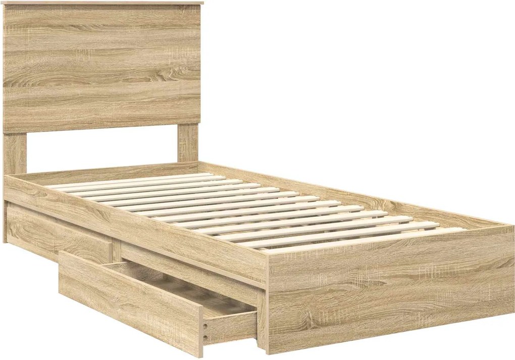 Postel s úložným prostorem se zásuvkou Sonoma dub 90 x 200 cm 3409596