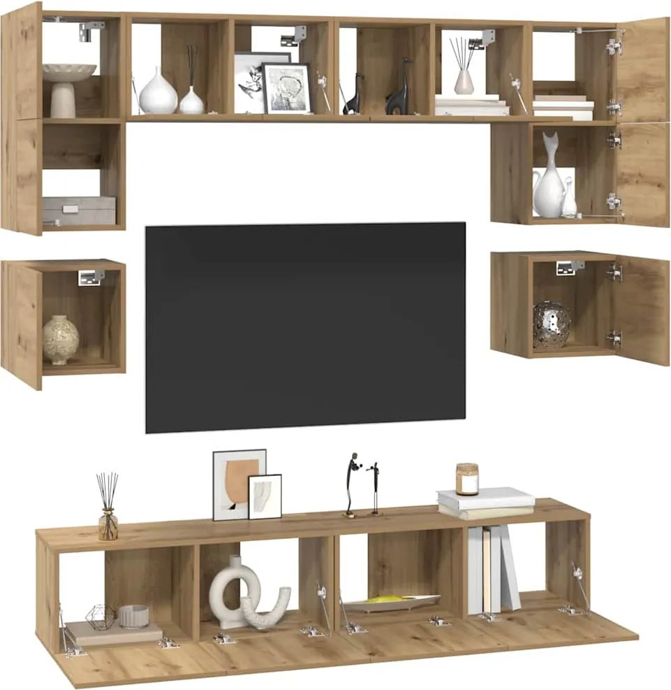Sestava TV skříněk 8 ks Artisanový dub Kompozitní dřevo 3393335