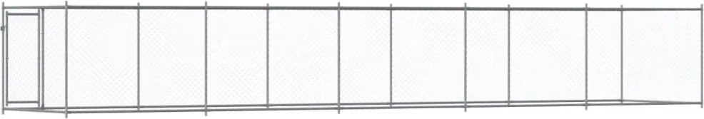 Klec pro psy s dvířky šedá 10 x 2 x 1,5 m pozinkovaná ocel 3209581