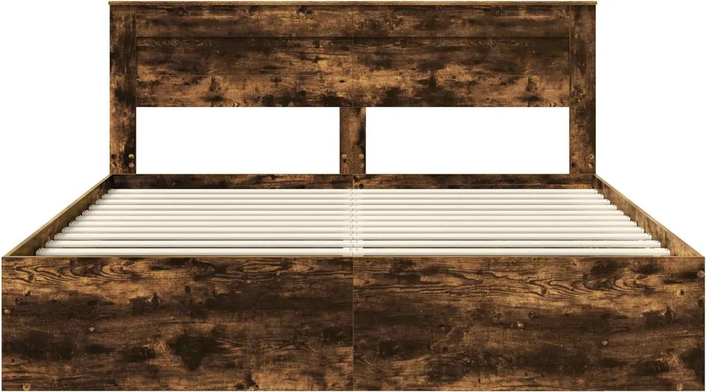 Rám postele Kouřový dub 200 x 200 cm Masivní borové dřevo 3409723