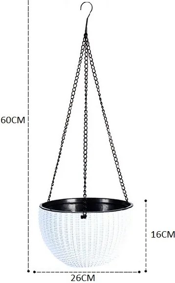 Flamenco Mystique Velký krémový závěsný květináč Rattan Design 26 cm ROS10K