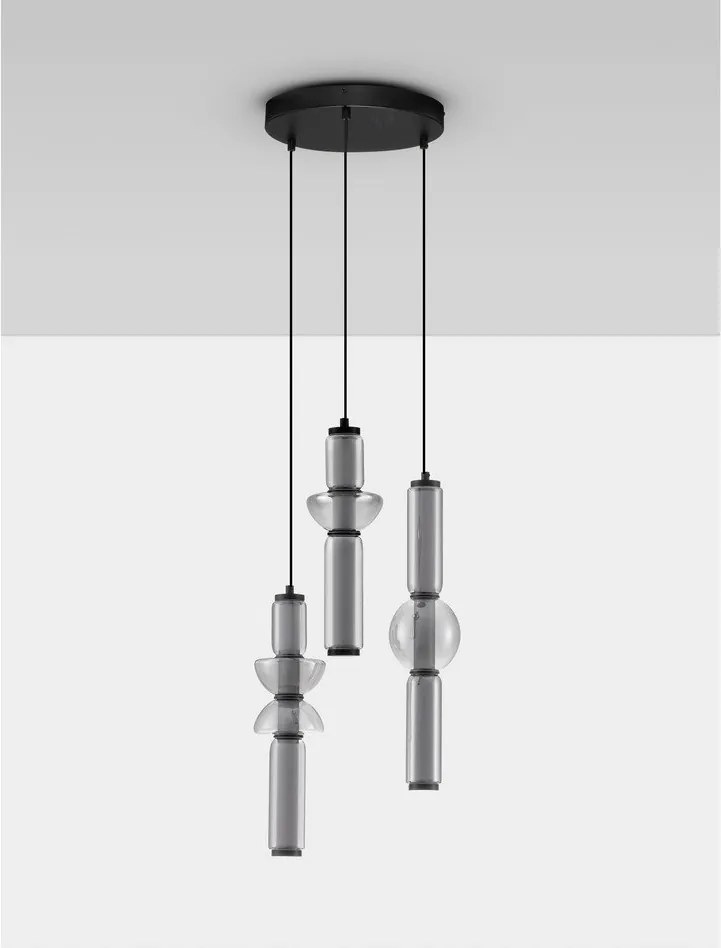 Šedé skleněné LED stmívatelné závěsné svítidlo ø 38 cm Ulon – Nova Luce