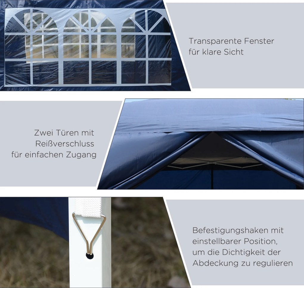 Pavilon Outsunny 3x3m, Voděodolný a Stabilní Zimní Stan s Rychlým Sestavením, UV Ochrana 50+, Skládací Párty Stan s 4 Bočními Stěnami pro Zahradu, Mo…