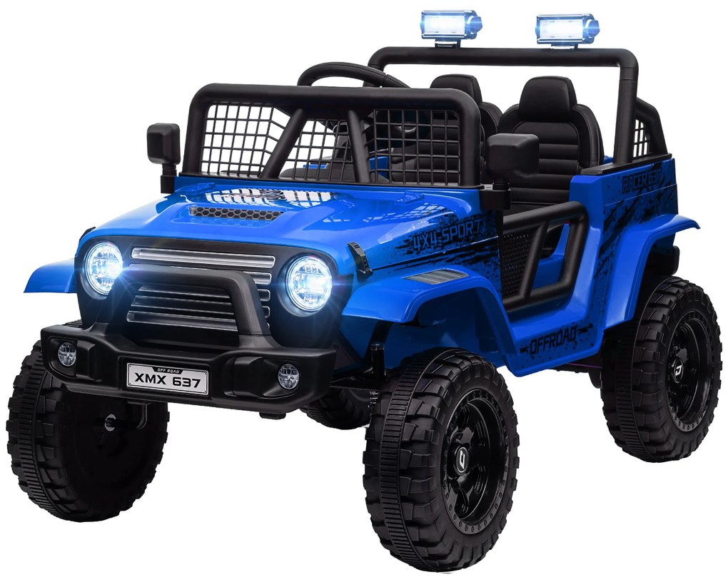 AIYAPLAY HOMCOM Elektrické dětské auto, terénní vozidlo 12 V 3-5 km/h s připojením na hudbu, dětské vozidlo s dálkovým ovládáním 2.4G, světlomety, kl…