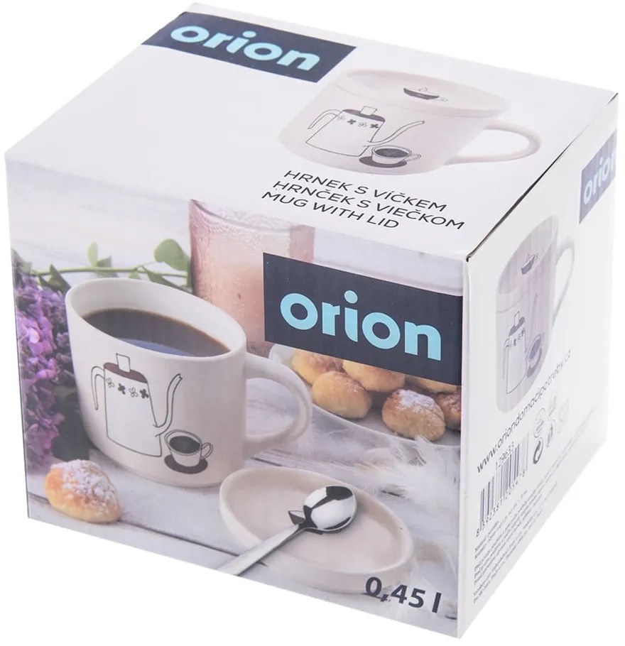 Bílý porcelánový hrnek s víčkem 450 ml – Orion