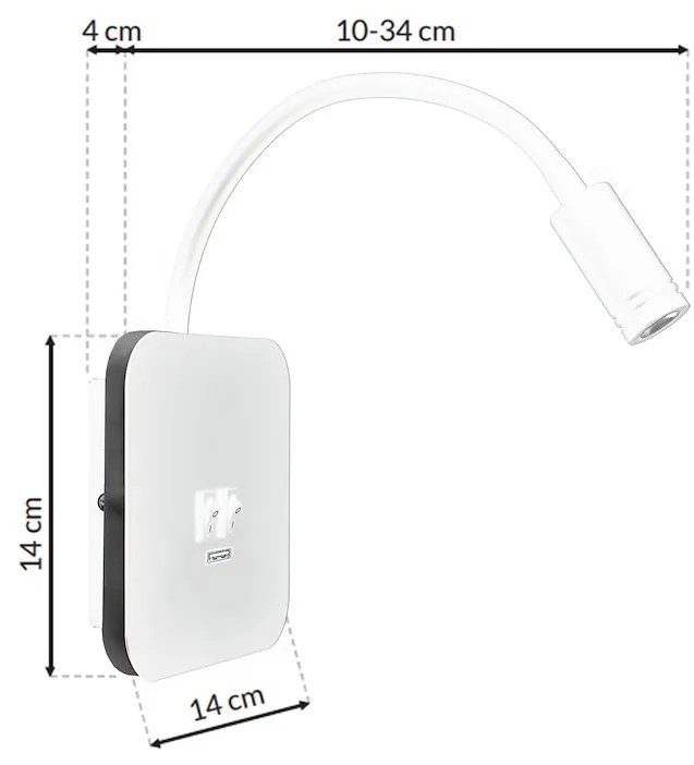 Nástěnné LED svítidlo Base1, 1x LED 8+2w, 4000k, w, vypínač