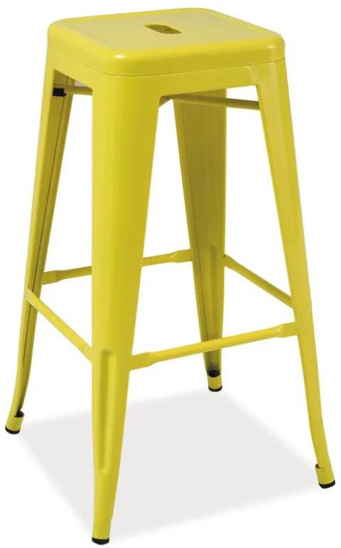 Signal Barová kovová židle LONG žlutá