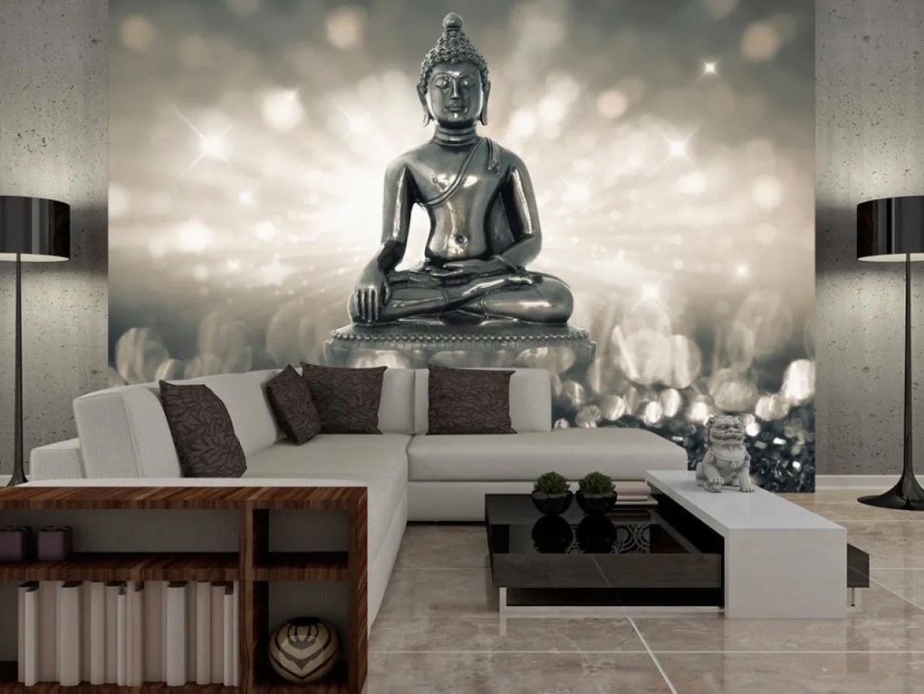Tapeta stříbrný Buddha (150x105 cm) - Murando DeLuxe