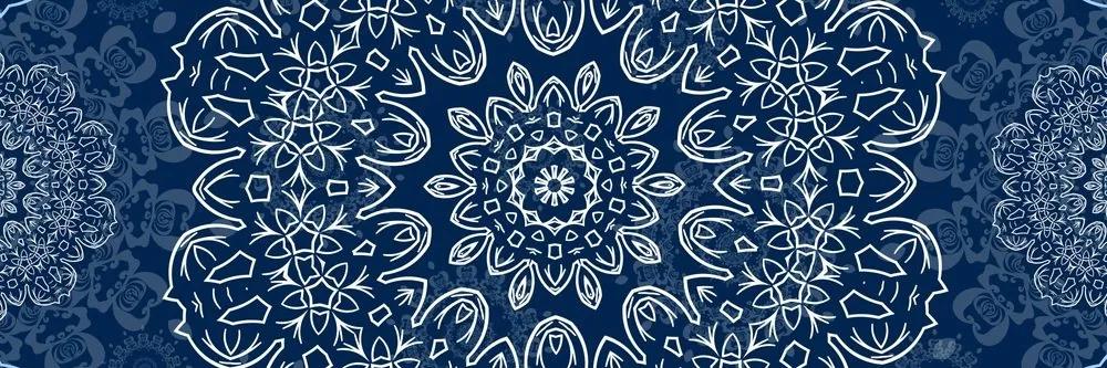 Obraz modrá Mandala s abstraktním vzorem - 120x40 cm