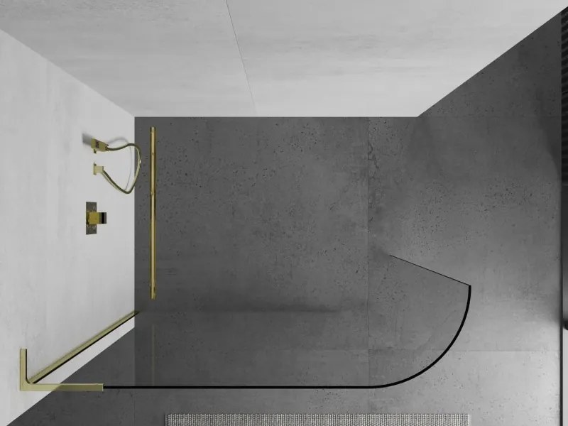 Mexen Kioto L, sprchová zástěna Walk-In 90 x 200 cm, 8mm čiré sklo, zlatý lesklý profil, 800-090-103-50-06