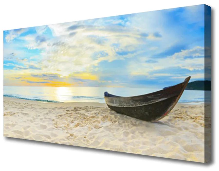 Obraz na plátně Szklany Łódka Plaża Morze 140x70 cm
