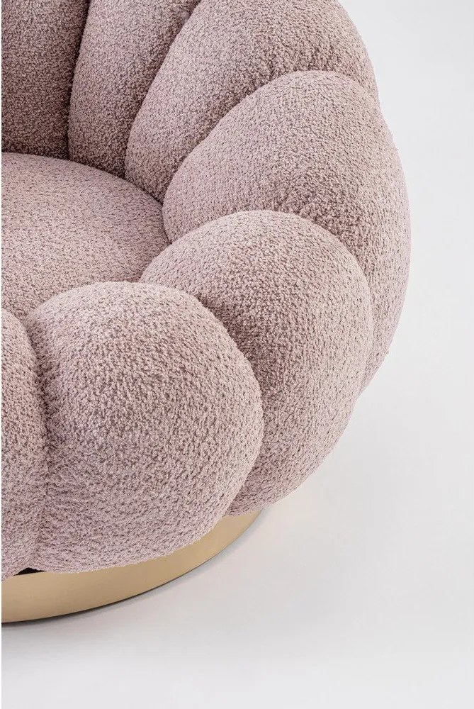 Růžové otočné křeslo z textilie bouclé Florel – Bizzotto