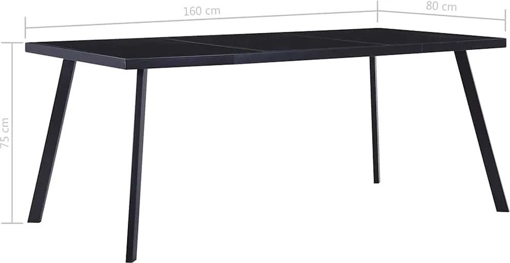 Jídelní stůl černý 160 x 80 x 75 cm tvrzené sklo 281874
