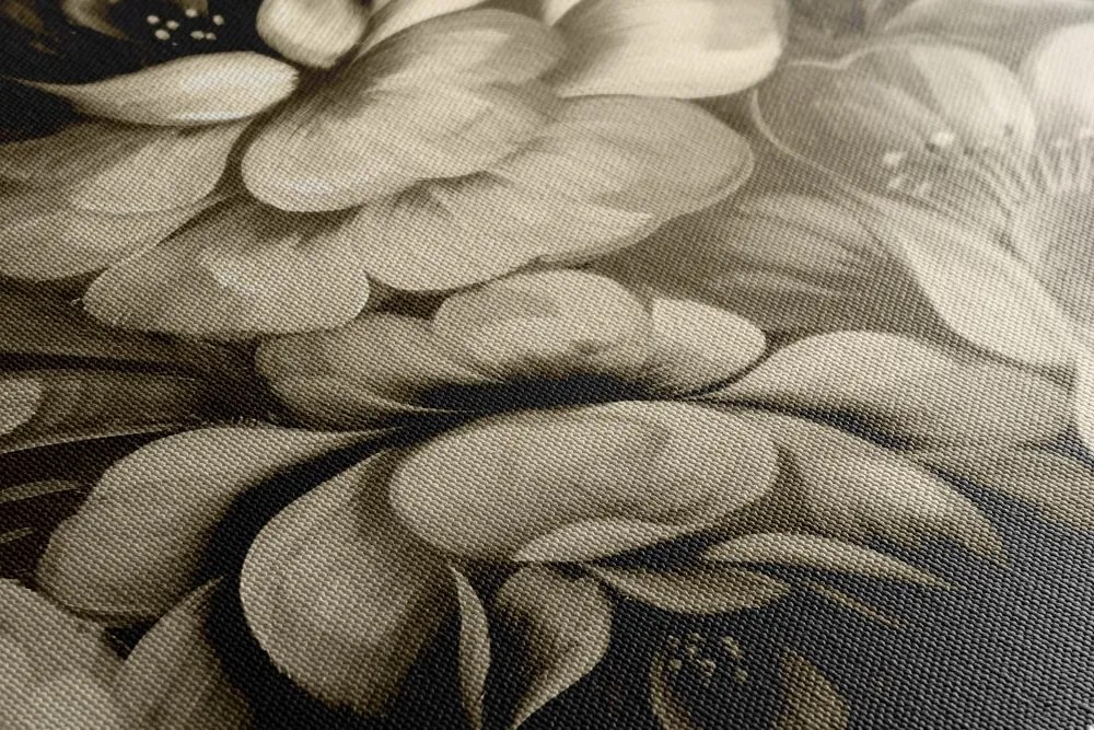 Obraz impresionistický svět květin v sépiovém provedení Varianta: 120x80