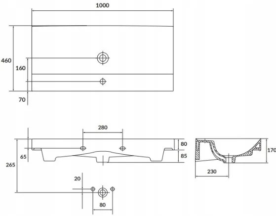 Cersanit Larga, skříňkové umyvadlo 100x46 cm, bílá, K120-011