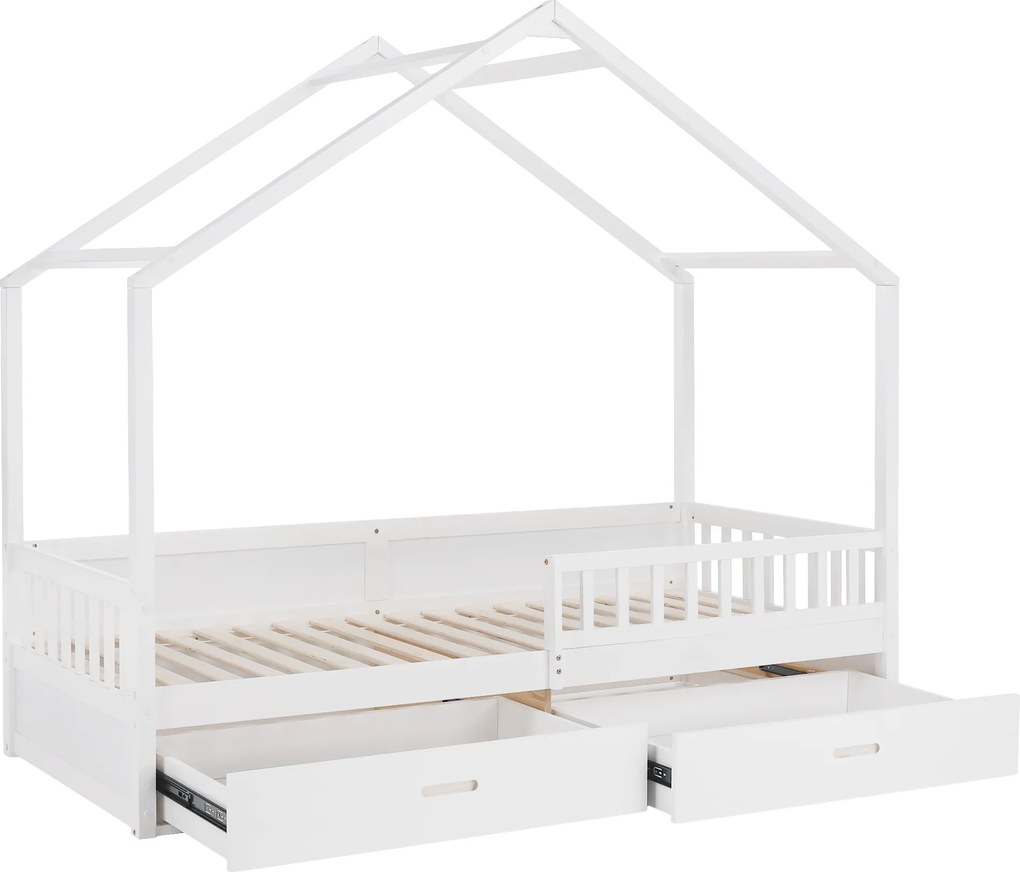 Montessori postel, 90x200, bílá, masiv, BIANKA