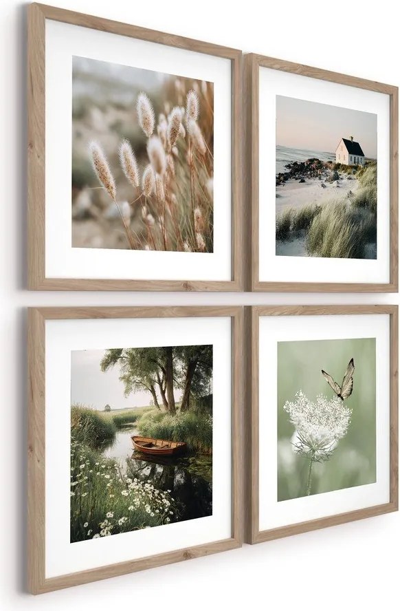 Tištěné obrazy v sadě 4 ks s rámem 30x30 cm Subtle Nature – Styler