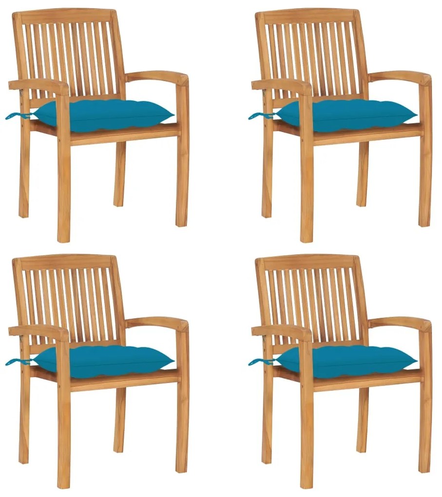 Stohovací zahradní židle s poduškami 4 ks masivní teak 3073259