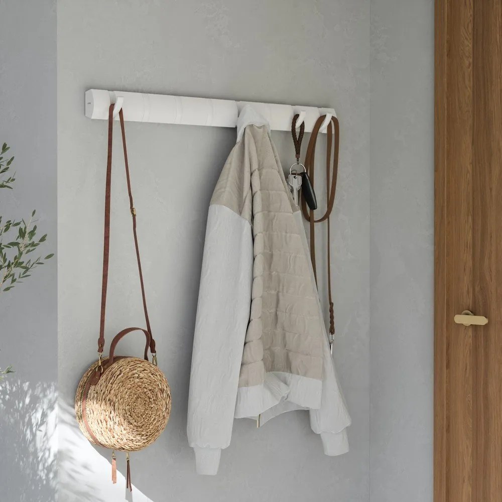 Matně bílý nástěnný věšák z borovicového dřeva 81 cm Flip – Umbra