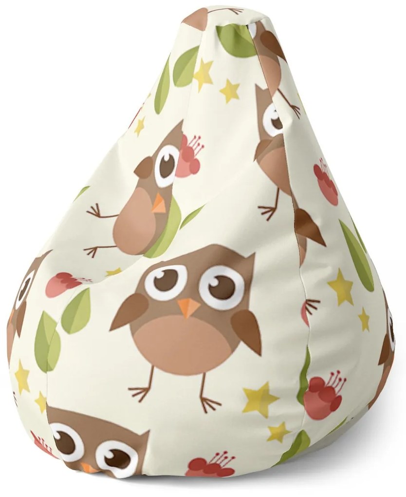 Sablio Sedací vak Pear Sovy - 70 x 95 x 15 cm