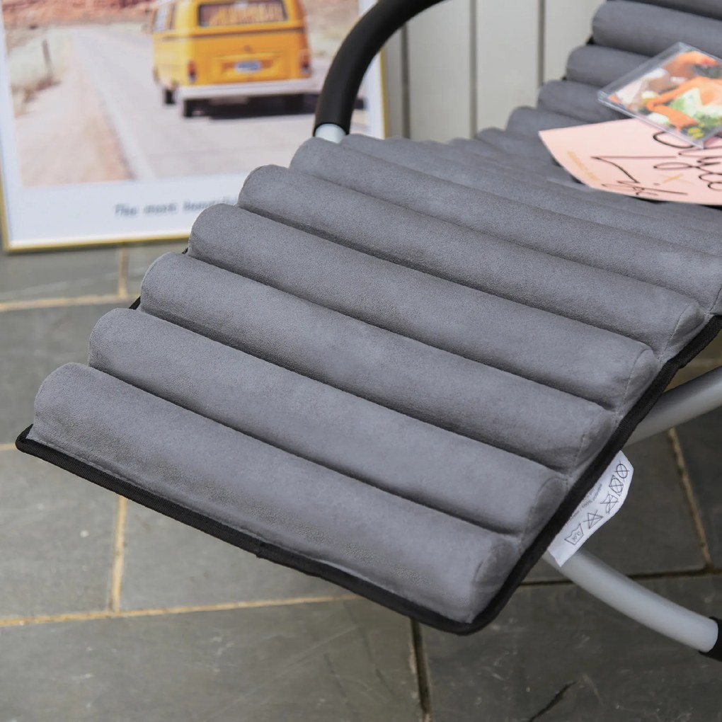 Ergonomické houpací křeslo Outsunny 2v1 - Zahradní křeslo s naší houpací slunečními lehátko z kovu a textilenu, kulaté tmavě šedé, 145 x 74 x 86 cm