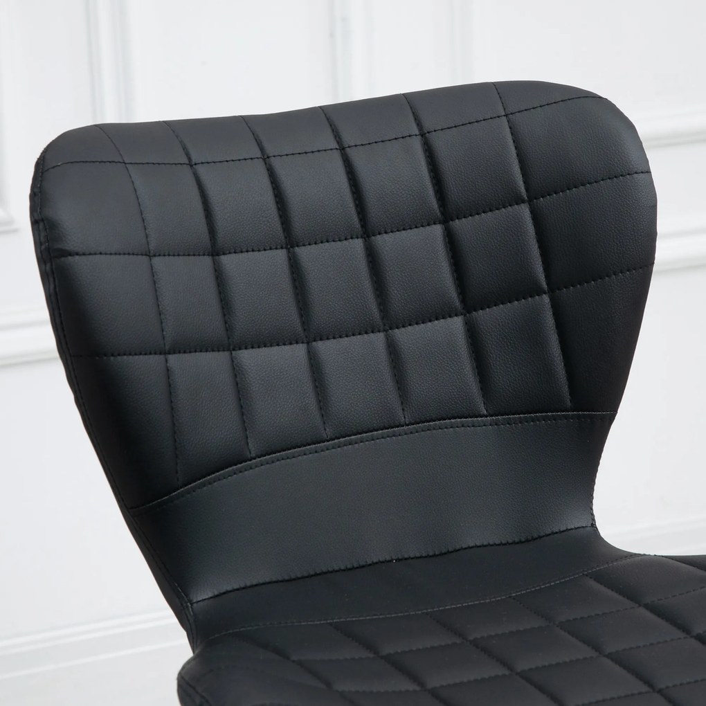 HOMCOM barová židle sada 2 ks retro design výškově nastavitelná 360° otočná černá kůže pro domácí kancelář stabilní 47 x 51,5 x 89-109 cm | Aosom.de