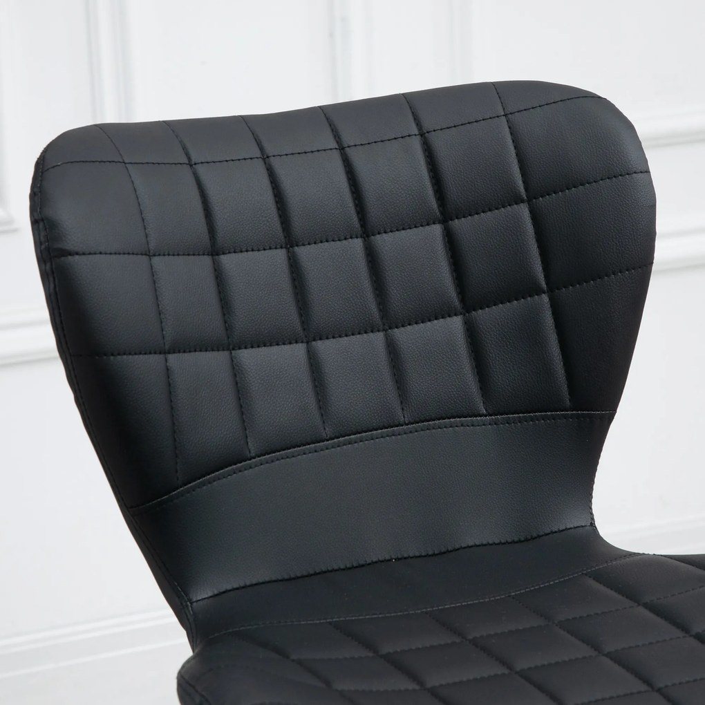 HOMCOM barová židle sada 2 ks retro design výškově nastavitelná 360° otočná černá kůže pro domácí kancelář stabilní 47 x 51,5 x 89-109 cm