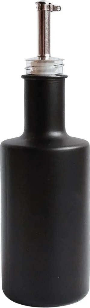 Skleněná láhev na olej 200 ml černá matná s nerezovou nálevkou VILO