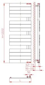 Thermal Trend DHR-E 750 x 1222 elektrický topný žebřík, 700W DHR-E 750/1222-700W antracit PROVEDENÍ: levá strana