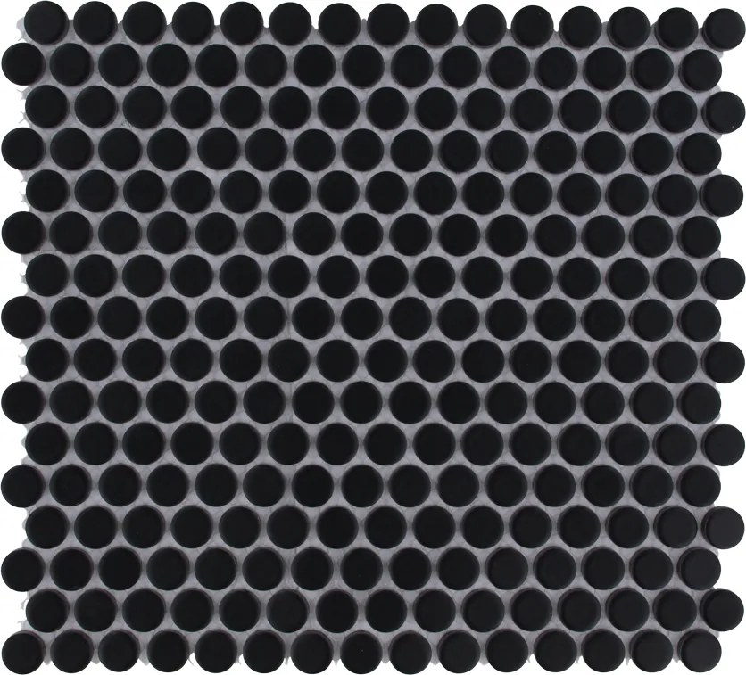 FIN Keramická mozaika černá Mozaika KOLEČKA Black Mat prům. 1,9 (31,5x29,1) cm - VKN925