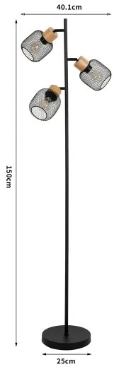 Brilagi - Stojací lampa BASKLITE 3xE27/15W/230V dřevo/černá