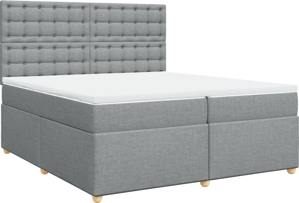 Box spring postel s matrací světle šedá 200 x 200 cm textil 3293701