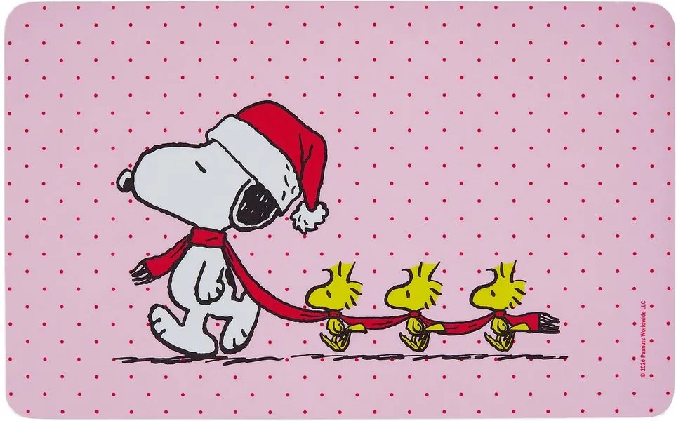 PEANUTS Snídaňové prkénko Snoopy s vánoční čepičkou - růžová