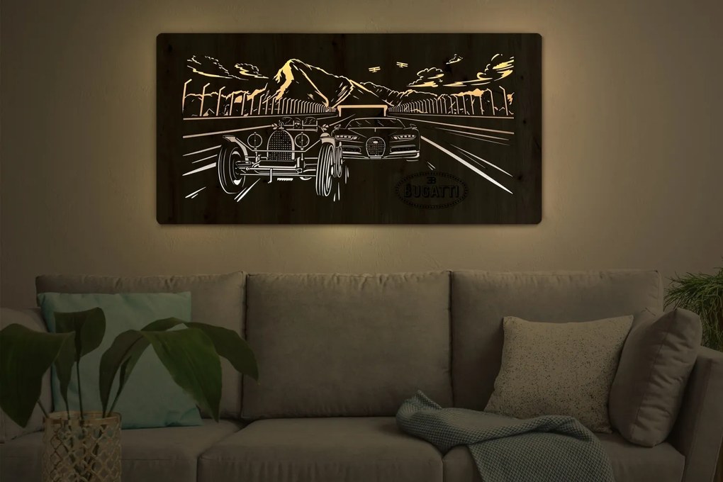 Li-Go "Bugatti" světelný obraz 230V 100x50cm provedení povrchu: dub světlý