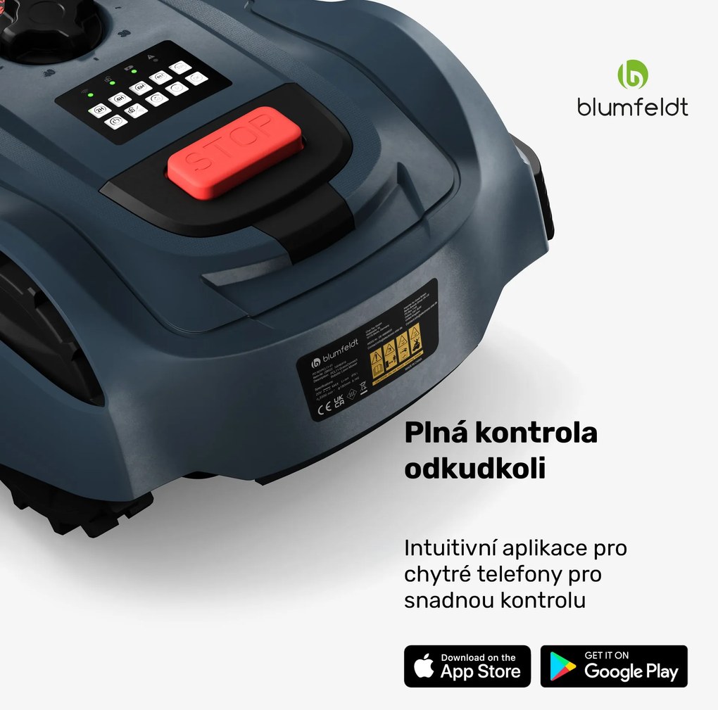 Blumfeldt Robotická sekačka GrassConnect, Péče o trávník do 1000 m², Ovládání pomocí aplikace